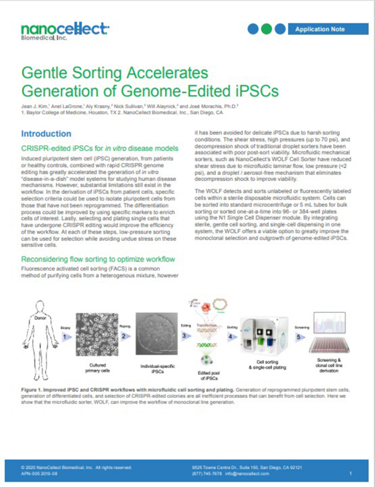 Stem Cell Sorting Made Gentle for Cell Therapies | NanoCellect