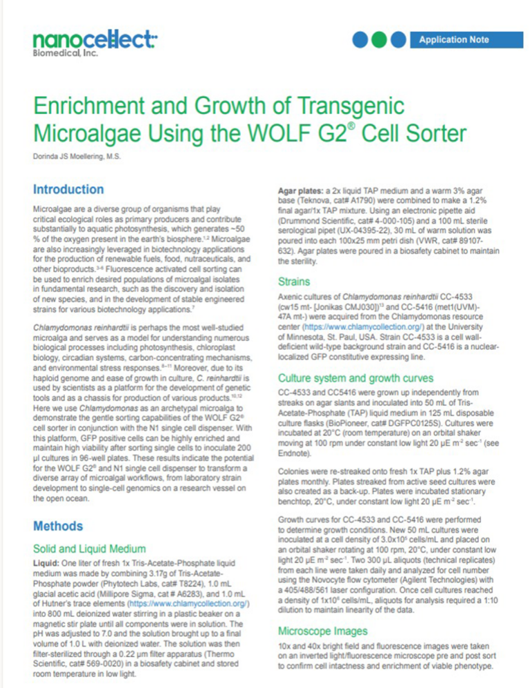 Advanced Plant Cell Sorting Technology | NanoCellect